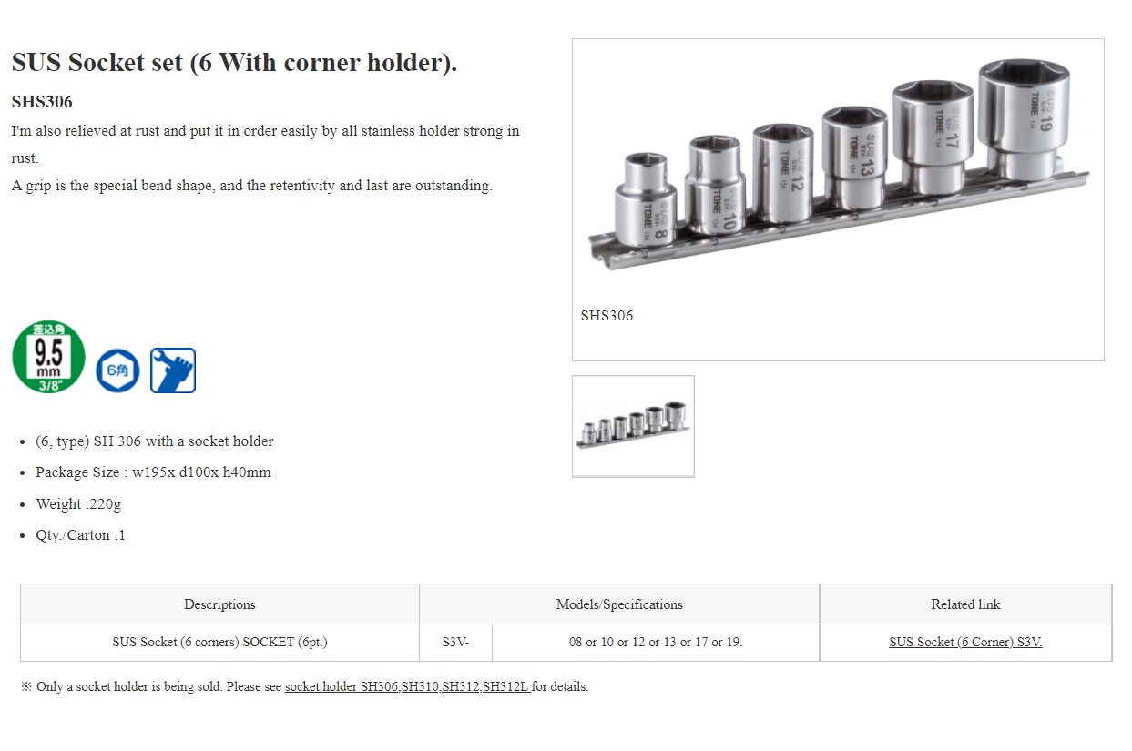 Ichiban Precision Sdn Bhd - Tone - Tone SUS Tool set. SUS Socket wrench set, SUS Socket set (6 ...